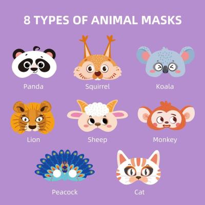 Cina Maschera di carta animale della festa in costume DIY 8 pezzi per la giungla della fattoria dello zoo di coccole in vendita