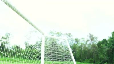 China Wear-resistant tensile polyethylene white 11-person standard professional soccer goal net for sale