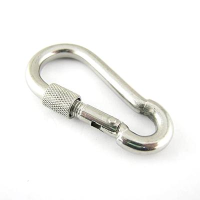 China Professional POLISH Finish Stainless Steel Spring Snap Hook with Screw Lock Eye Shape for sale
