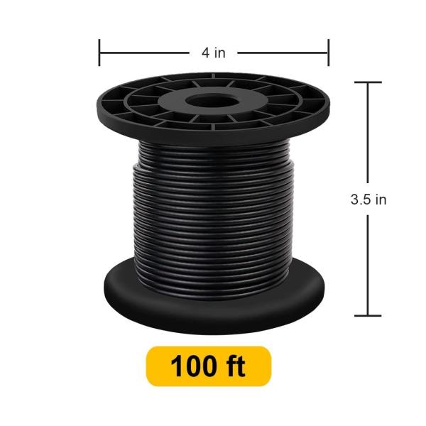 Quality 304 Stainless Steel Wire Cable Coated in Black Vinyl for String Lights Clothing Wire for sale