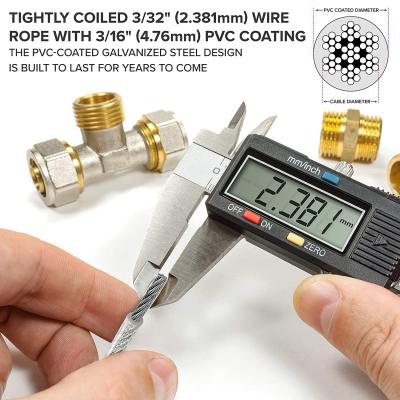 Cina 7x7 filo galvanizzato filo di acciaio 3/32 PVC rivestito a 3/16 per gru e sollevamento in vendita