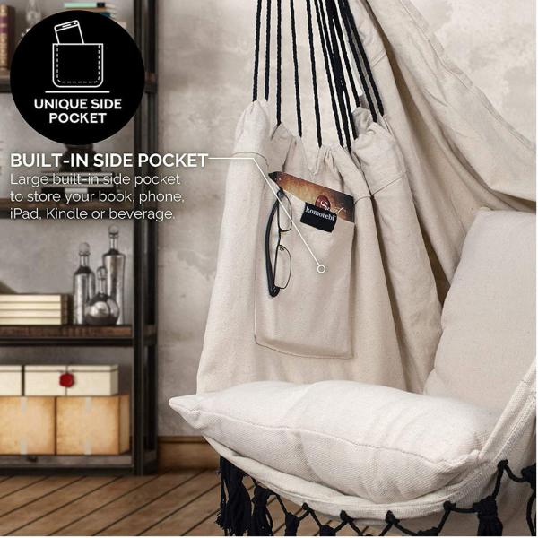 Quality Black And White Hammock Swing Chairs Indoor Hanging Chair Hammock High Strength for sale