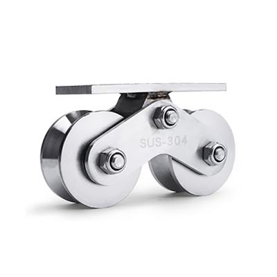 China V Groove Double Wheels 304 Stainless Steel Pulley Wheel for Heavy Duty Gate for sale