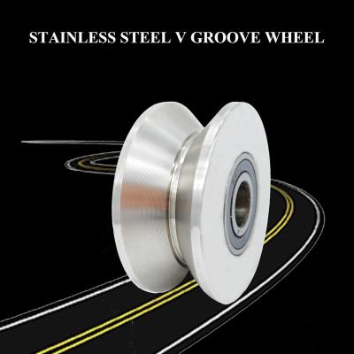 Cina Ruota a scanalatura a forma di V Ruota di porta rotante in acciaio inossidabile Ruota di porta scorrevole Puleggia pesante in vendita