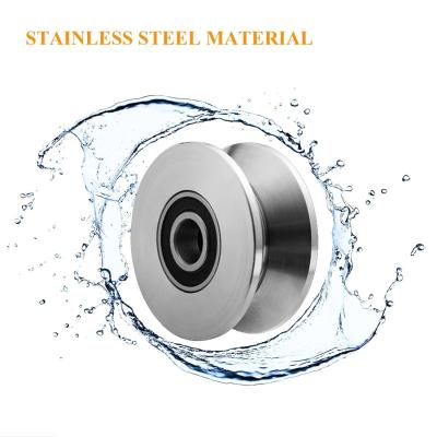 Cina Ruota a scanalatura a forma di V Ruota di porta rotante in acciaio inossidabile Ruota di porta scorrevole Puleggia pesante in vendita