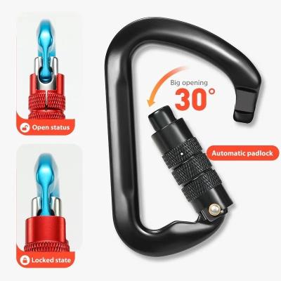Cina Aluminico 30KN D Forma di arrampicata Snap Hook Carabiner per esterni personalizzato in vendita