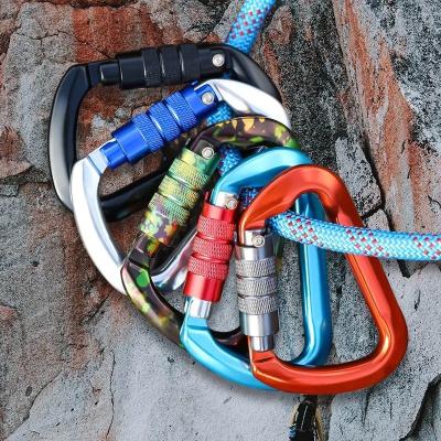 Cina Aluminico 30KN D Forma di arrampicata Snap Hook Carabiner per esterni personalizzato in vendita