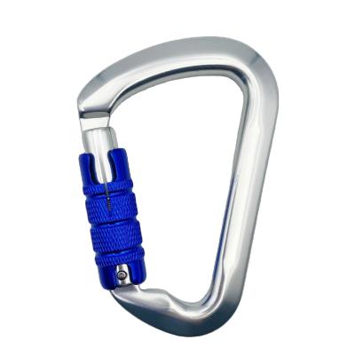 China 30KN Customized Logo and Color D Shape Climbing Snap Hook with Triple Locking Mechanism for sale