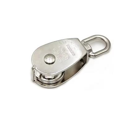 China AISI316 Pulley Block Wire Rope Fittings Swivel Eye Pulley Block Single Sheave Rigging Hardware for sale