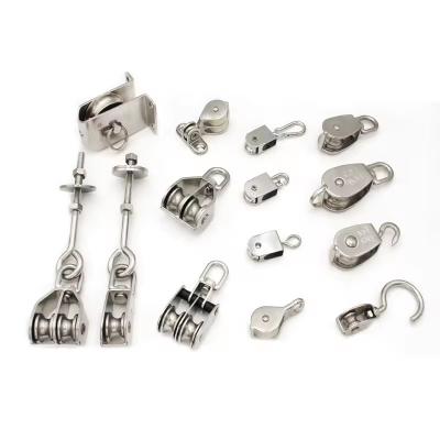 China AISI316 Pulley Block Wire Rope Fittings Swivel Eye Pulley Block Single Sheave Rigging Hardware for sale