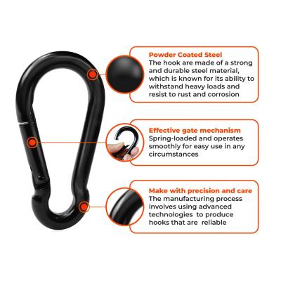 Cina OEM Finitura di ossido nero di acciaio al carbonio Snap Hook Carabiner personalizzabile per B2B in vendita