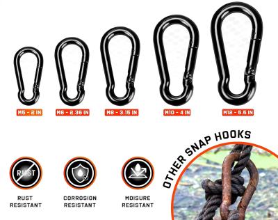 Cina OEM Finitura di ossido nero di acciaio al carbonio Snap Hook Carabiner personalizzabile per B2B in vendita