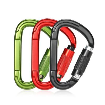 China 25kN Aluminum Alloy D-shape Snap Hook Carabiner for Professional-grade Climbing for sale