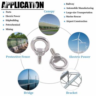 China High Quality Grade Fastener Nut M6-M36 Eye Bolt with Stainless Steel 304/316 for Industry Ring Bolt for sale