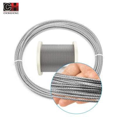 China 1/8 T304 Stainless Steel Aircraft Cable Railing Wire Rope for Cable Railing Kits 500m 1000m per Reel Cranes OEM Accepted for sale