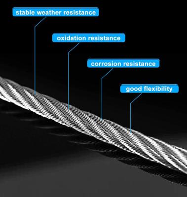 China 1/8 T304 Stainless Steel Aircraft Cable Railing Wire Rope for Cable Railing Kits 500m 1000m per Reel Cranes OEM Accepted for sale