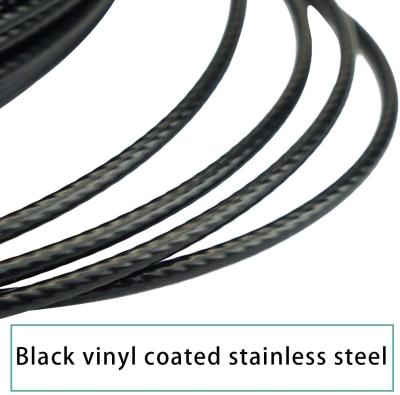 China PP/PE/PU/PVC/PA/Nylon 1.2-1.8mm Black Polypropylene Coated Steel Wire Rope 7x7 Tolerance ±1% With Si Content % 0.1 for sale