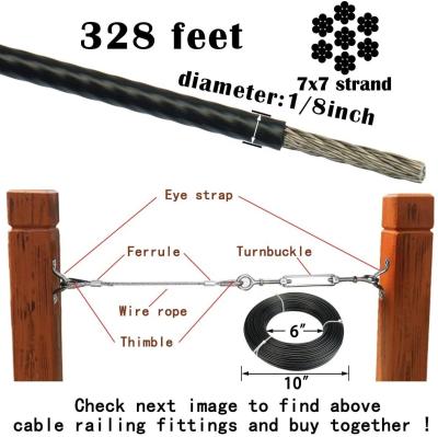 China PP/PE/PU/PVC/PA/Nylon 1.2-1.8mm Black Polypropylene Coated Steel Wire Rope 7x7 Tolerance ±1% With Si Content % 0.1 for sale