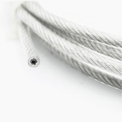 China 1000m/reel Transparent PVC Coated Stainless Steel Wire Rope Length 1000m/reel 0.50MM 7x7 AISI 201/304/316 for sale