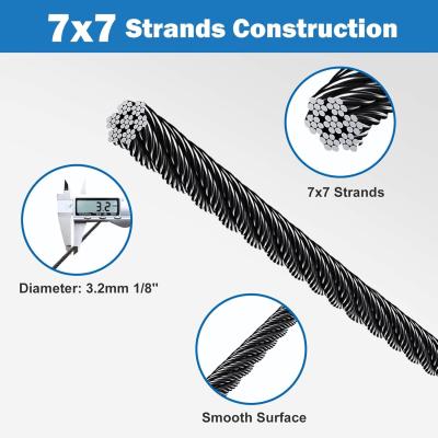 Китай Комплект оборудования для кабельных перил T316 Кабель для самолетов 7x7 нитки 500 футов 1/8 "Плетённая проволока из нержавеющей стали с резчиком кабелей продается