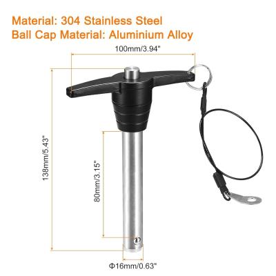 China 5/8 Inch T Handle Quick Release Pin with Push Button for Easy Ball Locking for sale