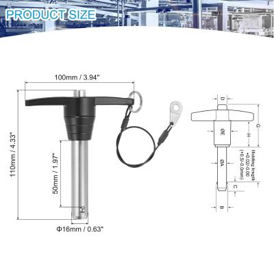 China 5/8 Inch T Handle Quick Release Pin with Push Button for Easy Ball Locking for sale