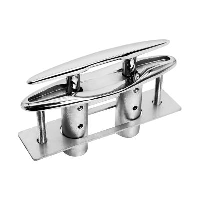 China 316 Stainless Steel Retractable Flush Mount Boat Cleat with Backing Plate for Marine Yacht Dock for sale