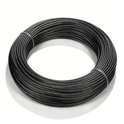 China Black Oxide T316 Stainless Steel Wire Rope 1/8 Inch 7x7 Aircraft Cable 100 ft for Wire Trellis Outdoor DIY Projects for sale