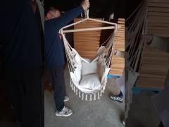 高容量 キャンピング 吊り椅子 屋外 ホワイトロープ ハンマック スタンド付き椅子