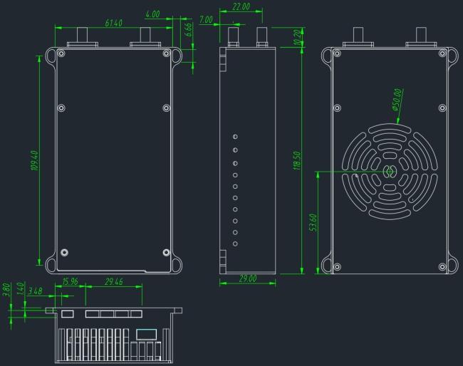 Technical drawing of HCL602-2W Video Data Link Transmitter