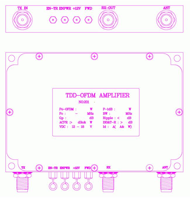 Technical drawing of TDD power amplifier module