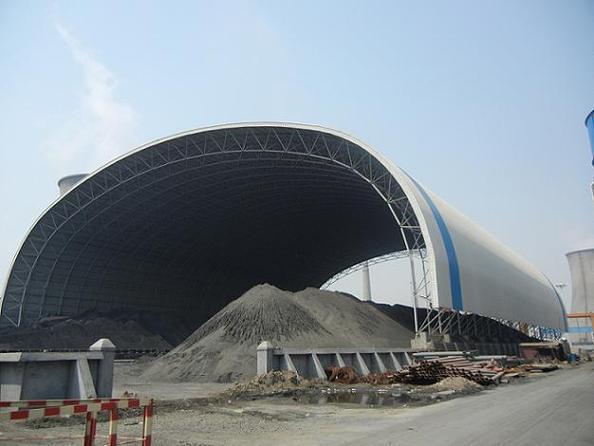 Quality Large-span arched prefabricated steel structure coal shed for bulk coal storage and handling for sale