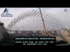 long span steel space frame structure for large power plant storage sheds