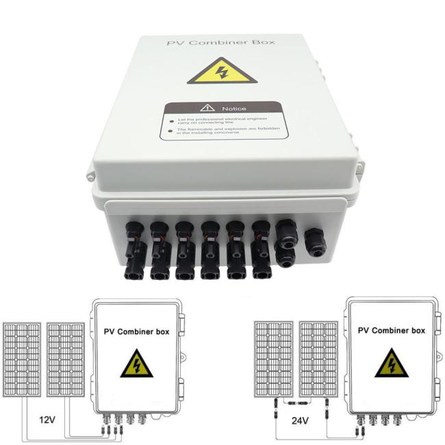 PV6/1 DC Plastic Solar PV Combiner Box 6 in 1 out 6 Strings PV Array Solar Panel Combiner Box IP65 Solar Junction Box for Solar Power System DC 1000V