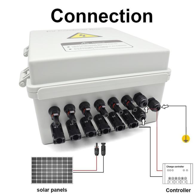 PV6/1 DC Plastic Solar PV Combiner Box 6 in 1 out 6 Strings PV Array Solar Panel Combiner Box IP65 Solar Junction Box for Solar Power System DC 1000V