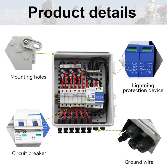 Wholesale Factory Price 6 in 1 out 32A 1000V DC Solar PV Array Plastic Combiner Box IP65 Waterproof Combiner Box with Solar Connector