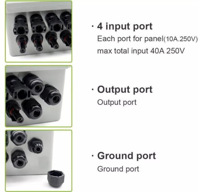 IP65 Waterproof Customized Wall Mounting Type 4 Ways 4 in 1 out 1000V DC PV Solar Combiner Box for Solar Energy System