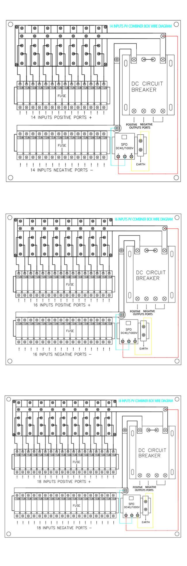 Solar System Photovoltatic 1000V PV Array 24 String 24 Way Solar PV DC Combiner Box Solar Distribution Box