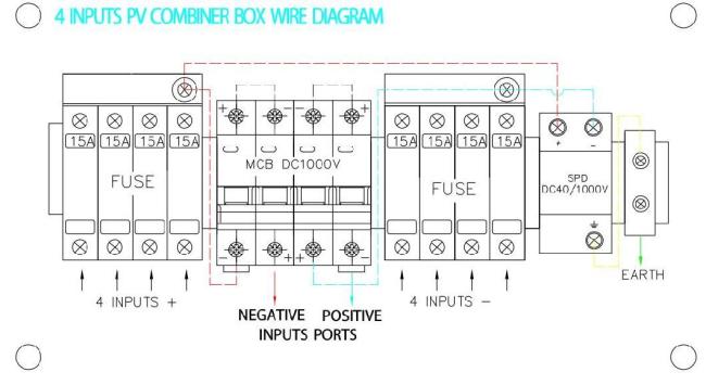 PV Combiner Box DC 550V 2 Strings 2 in 1 out Circuit Breaker Box Battery Solar PV Monitor Plastic Combiner Box