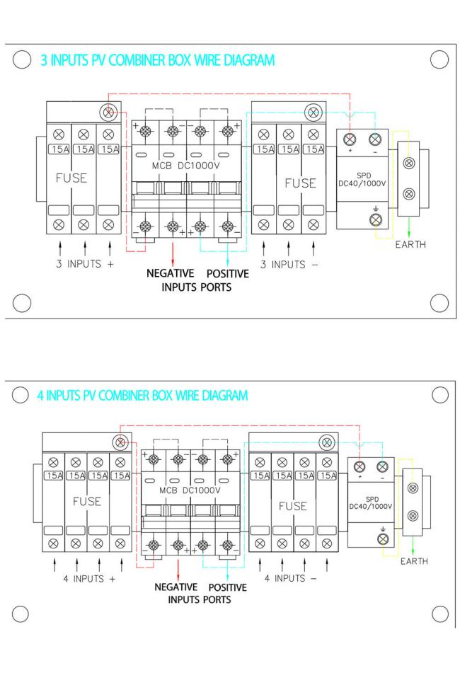 PV Combiner Box DC 550V 2 Strings 2 in 1 out Circuit Breaker Box Battery Solar PV Monitor Plastic Combiner Box