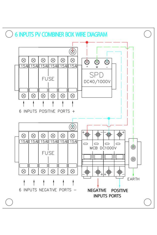 PV Combiner Box DC 550V 2 Strings 2 in 1 out Circuit Breaker Box Battery Solar PV Monitor Plastic Combiner Box