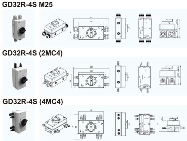 1000V Solar DC Isolator Switch with 2 Pairs Mc4 Connectors for Solar Power System