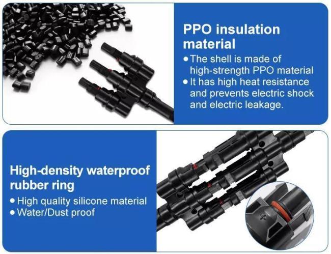 AC/DC in Pair Cable Connectors Solar Panel Mounts Solar Cable Branch Connectors