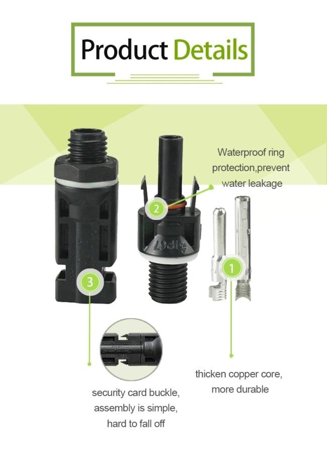 1000VDC 30A Solar Panel Mounting Connector DC Solar PV Cable Connector for 2.5/4/6mm2 PV Cable