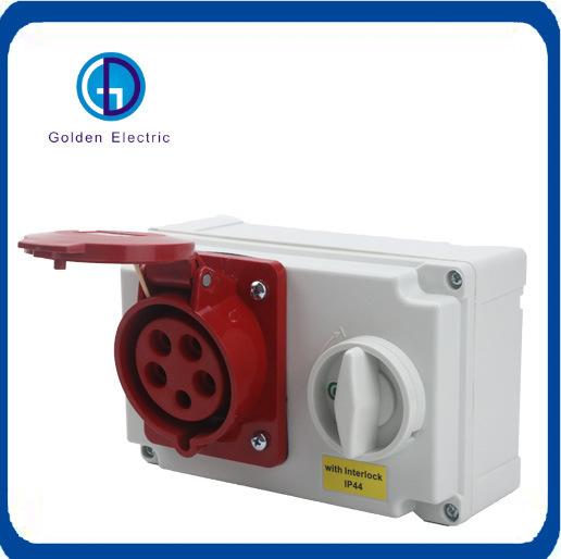 Factory Price IP44 Waterproof Industrial Interlock with Switch 3p 5p 32A