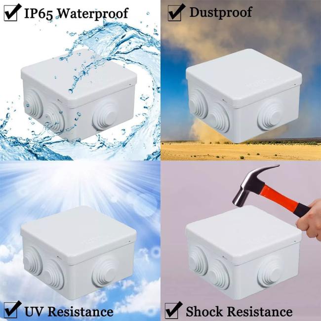 Plastic Distribution Box Waterproof Junction Box Mounting Plate Weatherproof Electrical Junction Boxes ABS PVC Junction Enclosure with Grommets