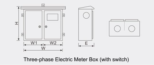 Three-Phase Electric Power Meter Box Electrical Enclosure Outdoor Stainless Steel Distribution Metering Box