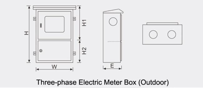 Three-Phase Electric Power Meter Box Electrical Enclosure Outdoor Stainless Steel Distribution Metering Box
