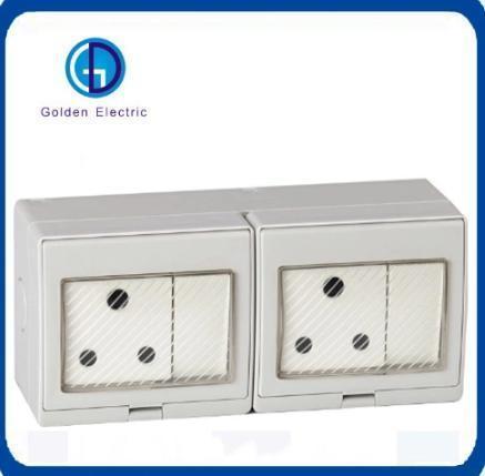 French Type 16A 2 Gang Switch 2 Gang Socket Surface Mounted Waterproof Switch Socket