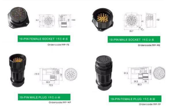 Multipin 19 Pins Electrical Outlet Panel Connector Female Connectors Plug for Stage Power System